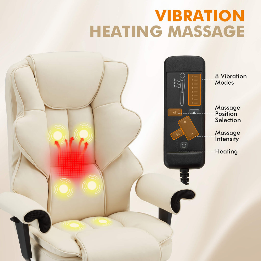 Homrest 6-Point Massage Heat Ergonomic Reclining Office Chair with Foo