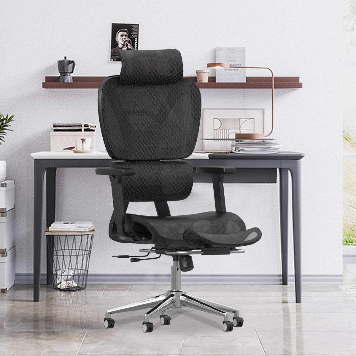 HOMREST Ergonomic Office Chair with 3D Adjustable Headrest & 4D Arms