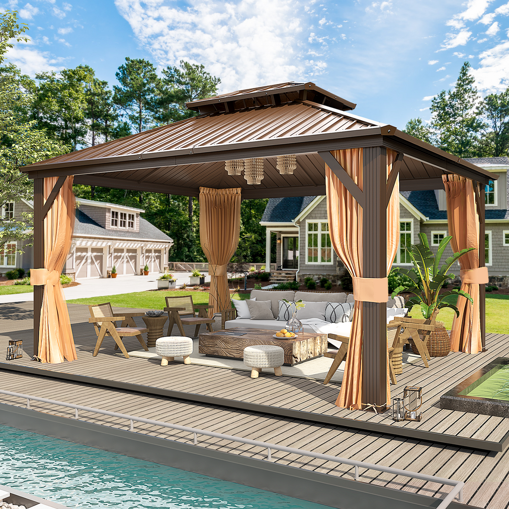 12x14 Gazebo | Strong Metal Roof & Spacious Design ¨C Homrest