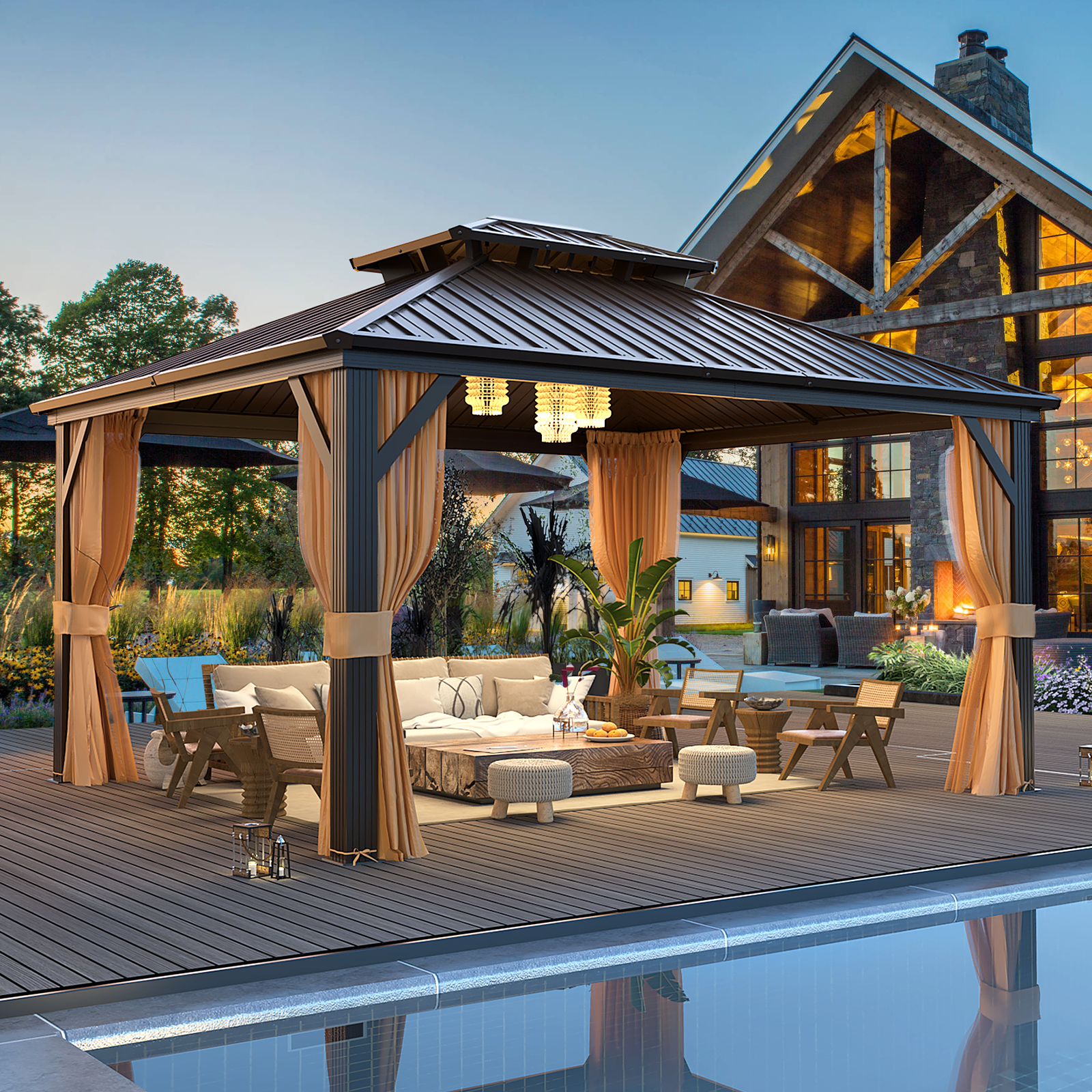 12x14 Gazebo | Strong Metal Roof & Spacious Design ¨C Homrest