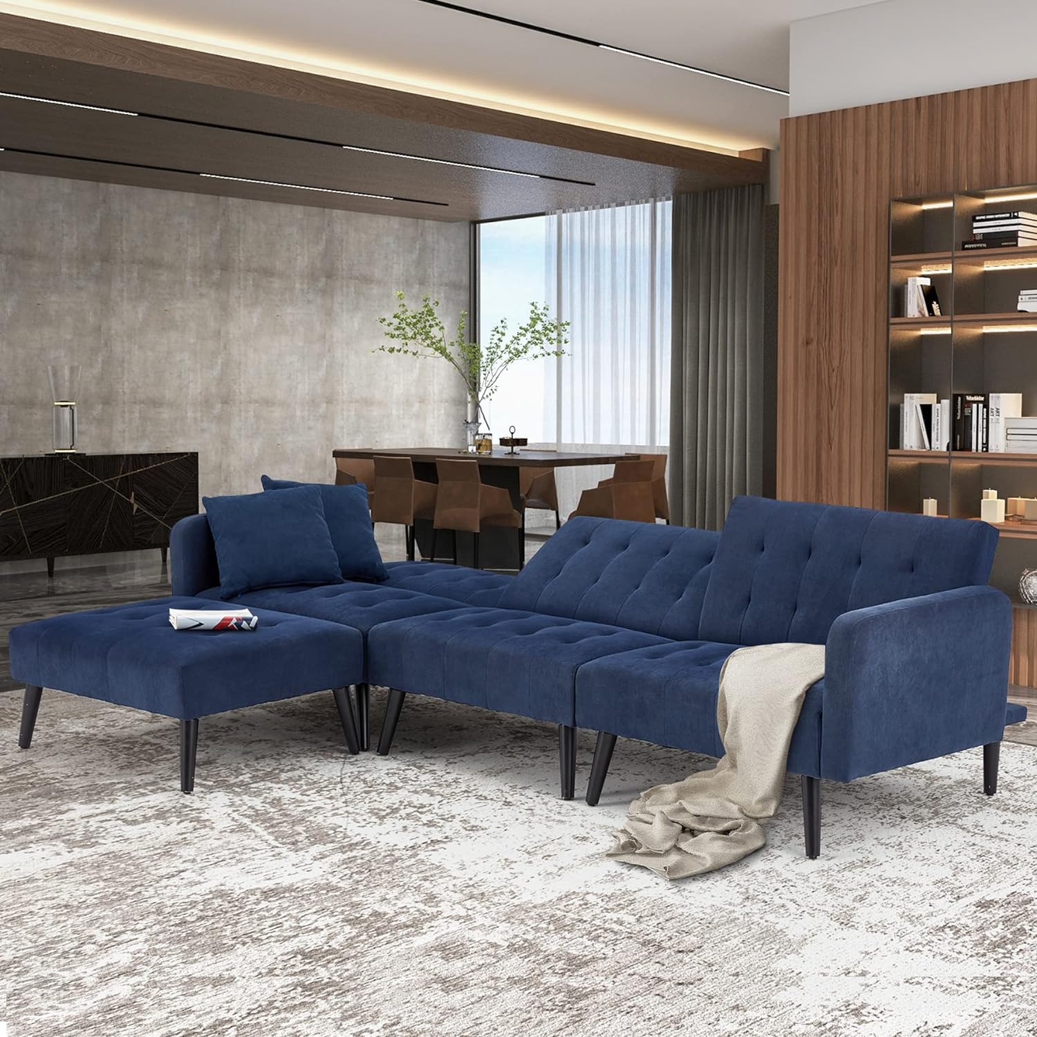 Homrest Convertible Sectional Sofa Bed with backrest