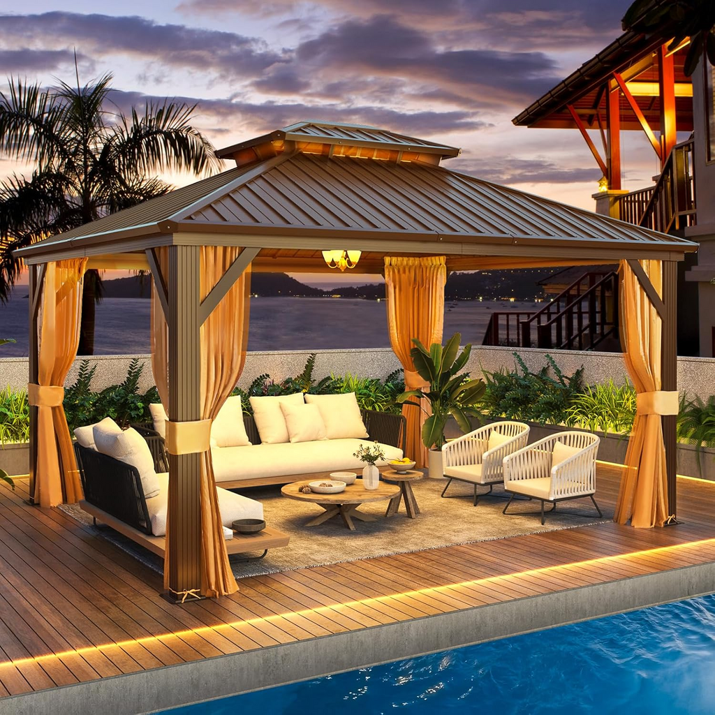 12x14 Gazebo | Strong Metal Roof & Spacious Design ¨C Homrest