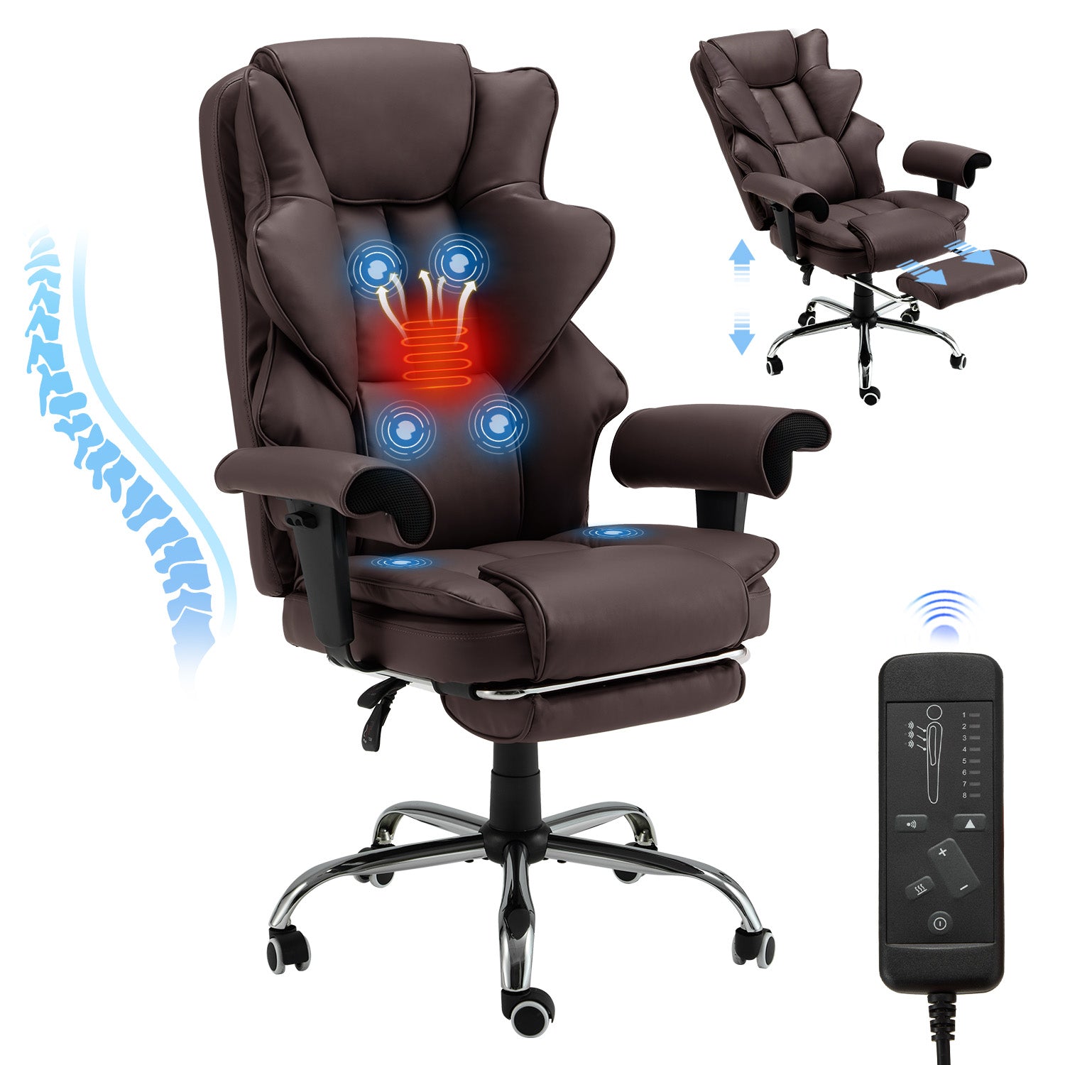 Reclining Office Chair with Footrest | Heat & Massage Comfort - Homrest