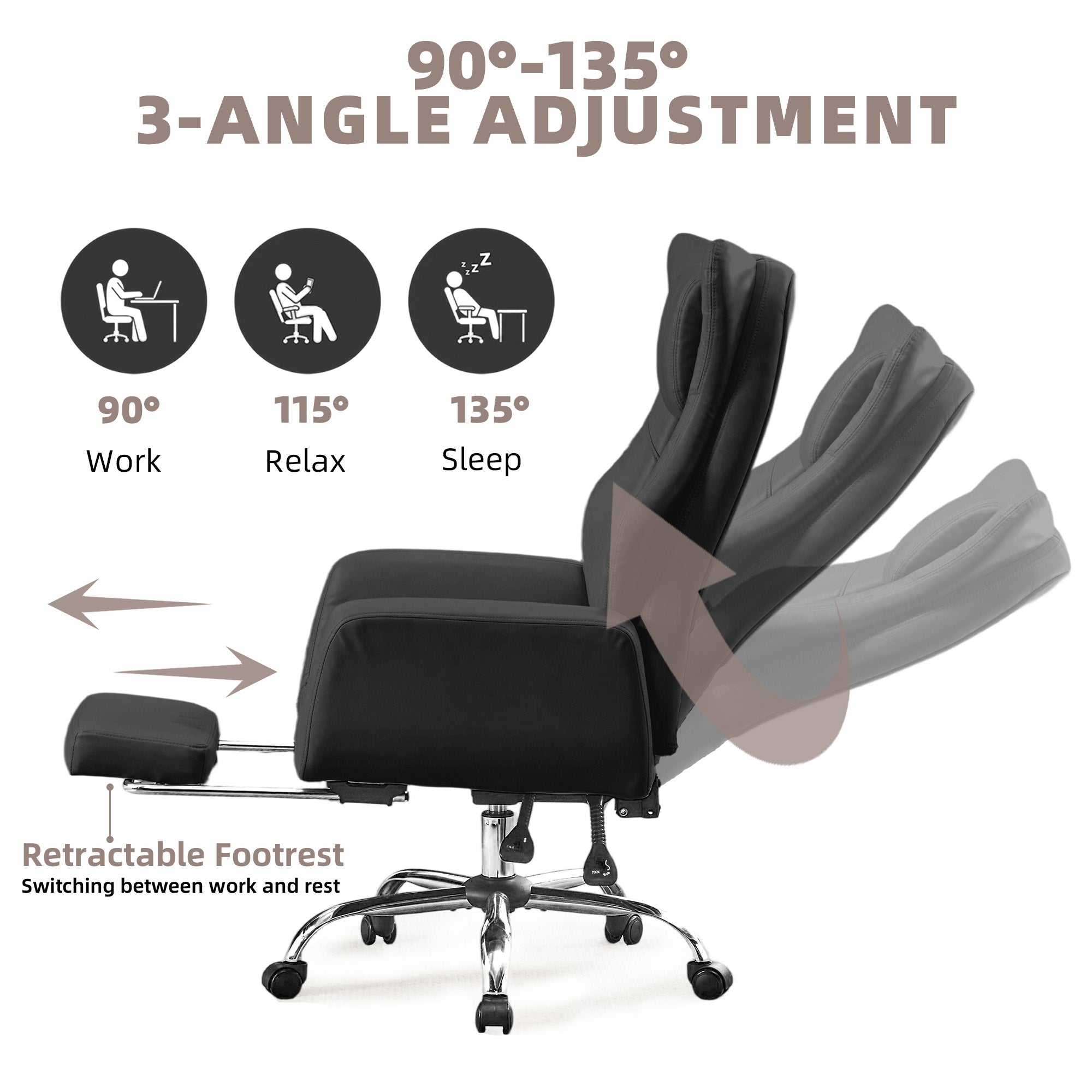 HOMREST Ergonomic Home Office Chair with Flip-Up Armrests, 135° Reclin