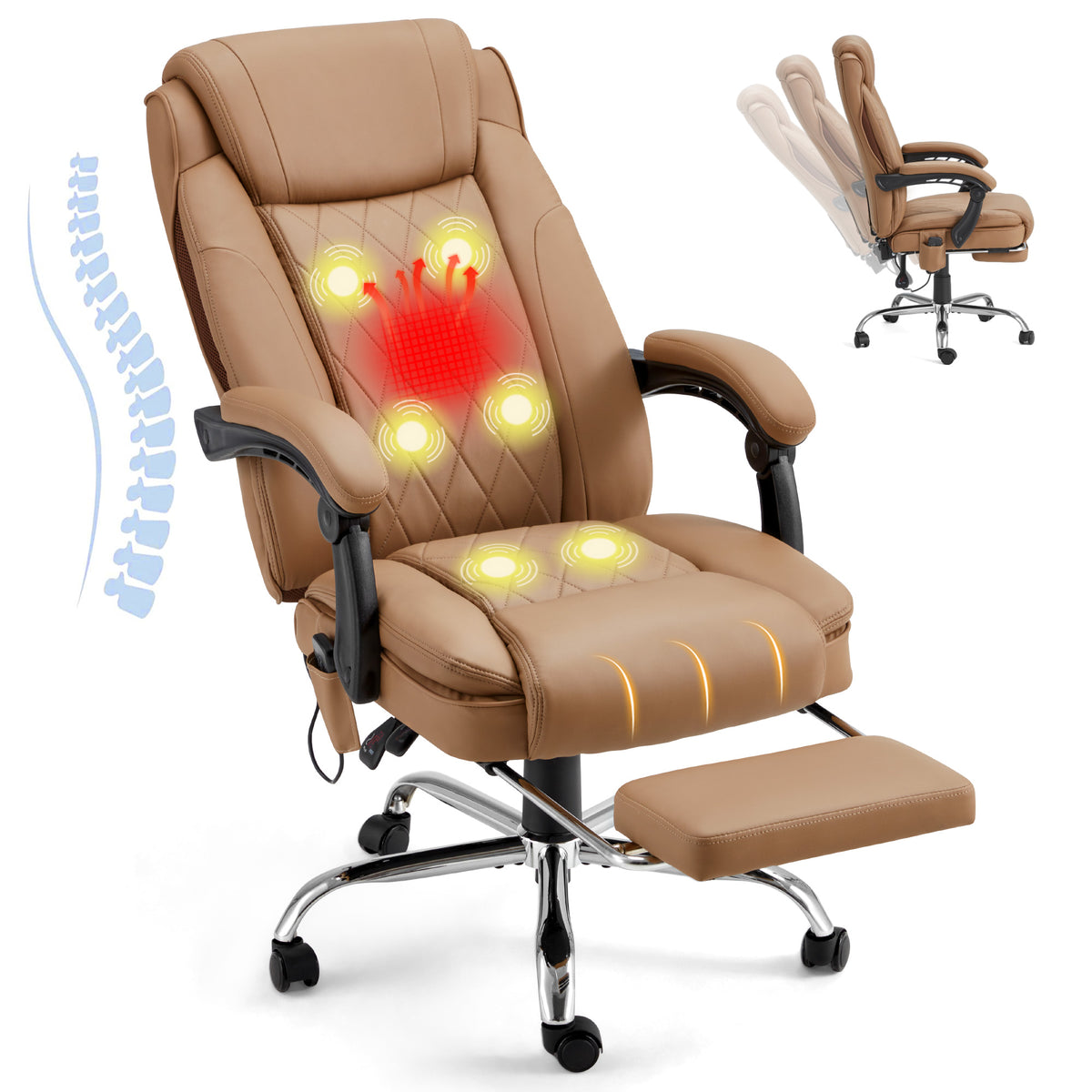 Ergonomic Executive Office Chair with Massage and Heat