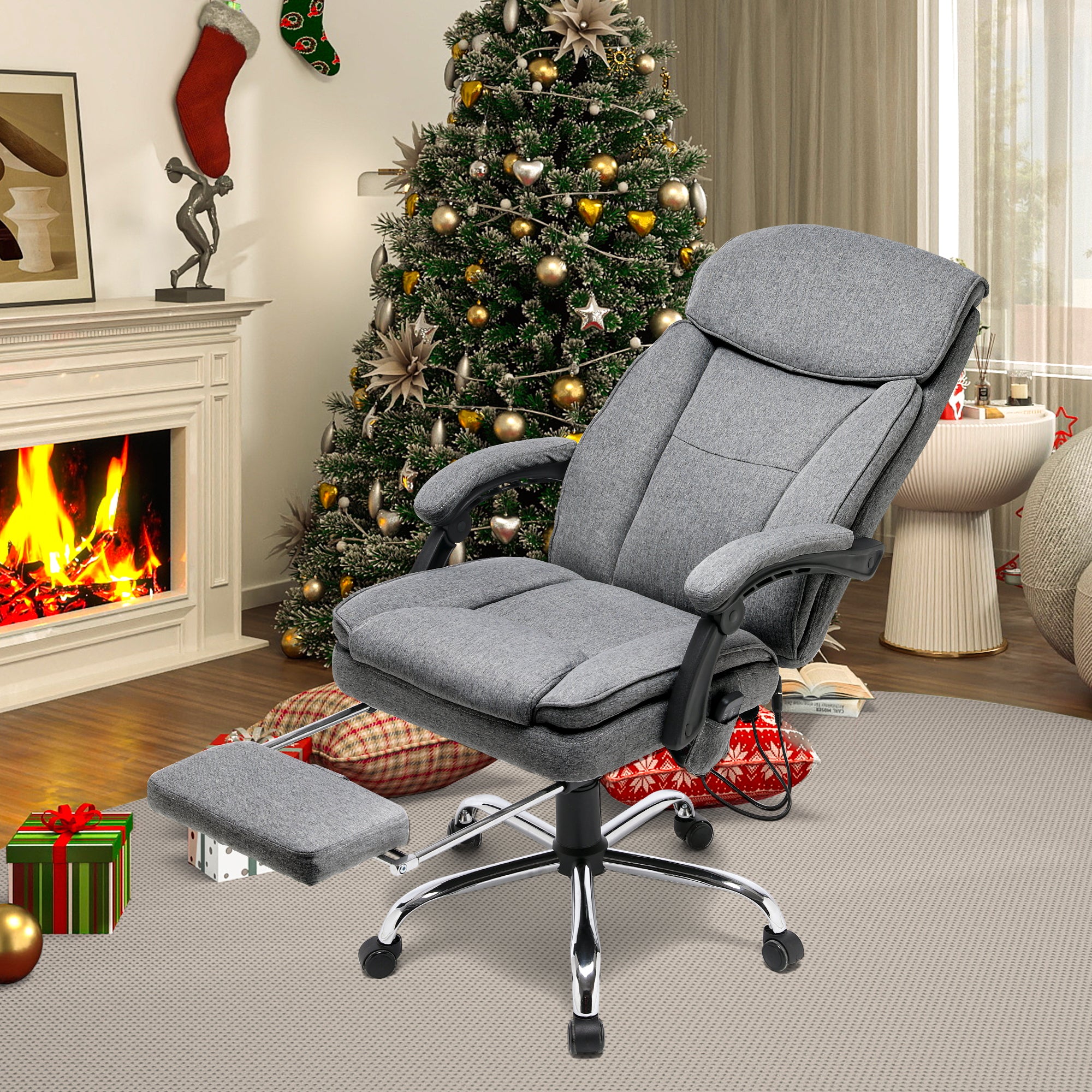 Ergonomic Breathable Fabric Reclining Massage Office Chair