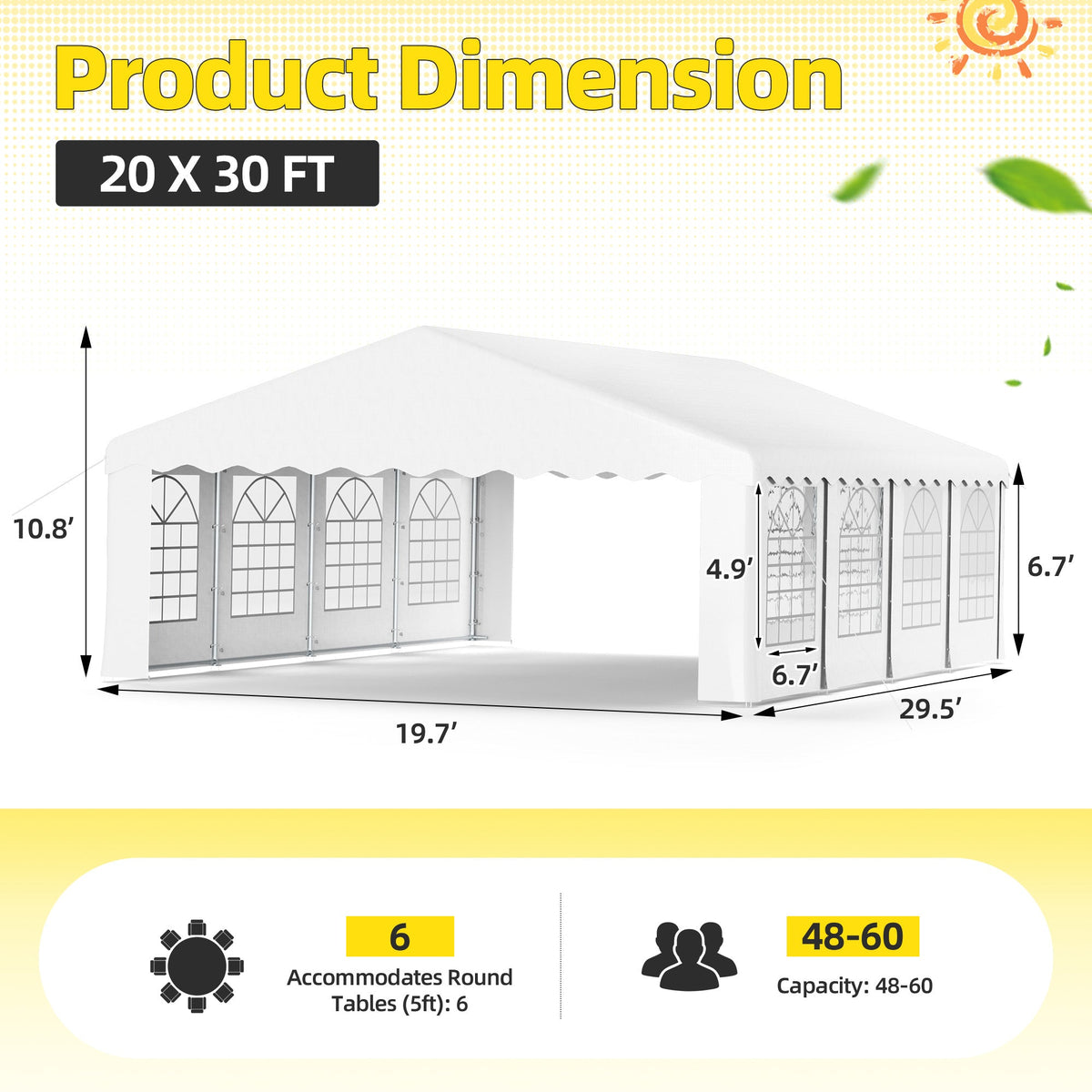 HOMREST 20x30 Ft Heavy Duty Party Tent Gazebo For Events Weddings BBQs