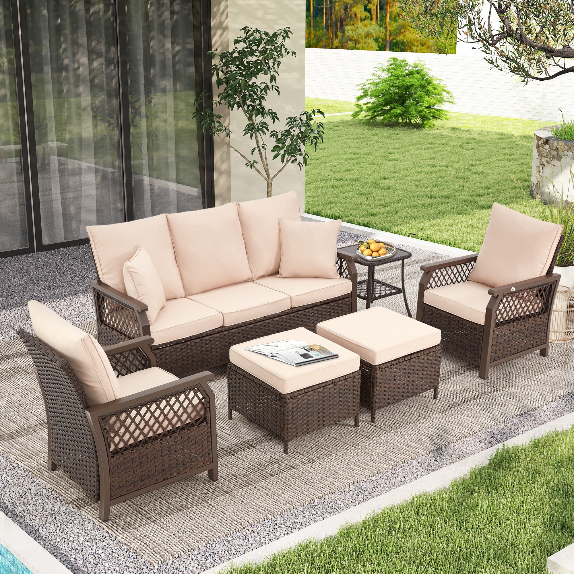 6 Piece Patio Set | Modern Outdoor Patio Furniture Affordable - HOMREST