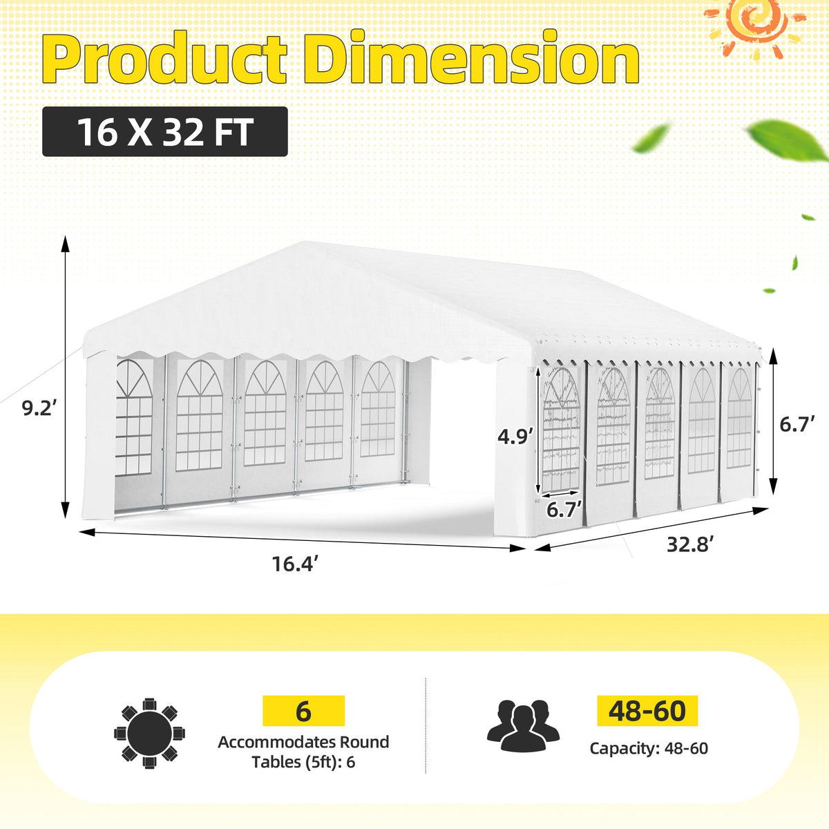 HOMREST 16x32 Ft Heavy Duty Party Tent Gazebo For Events Weddings BBQs