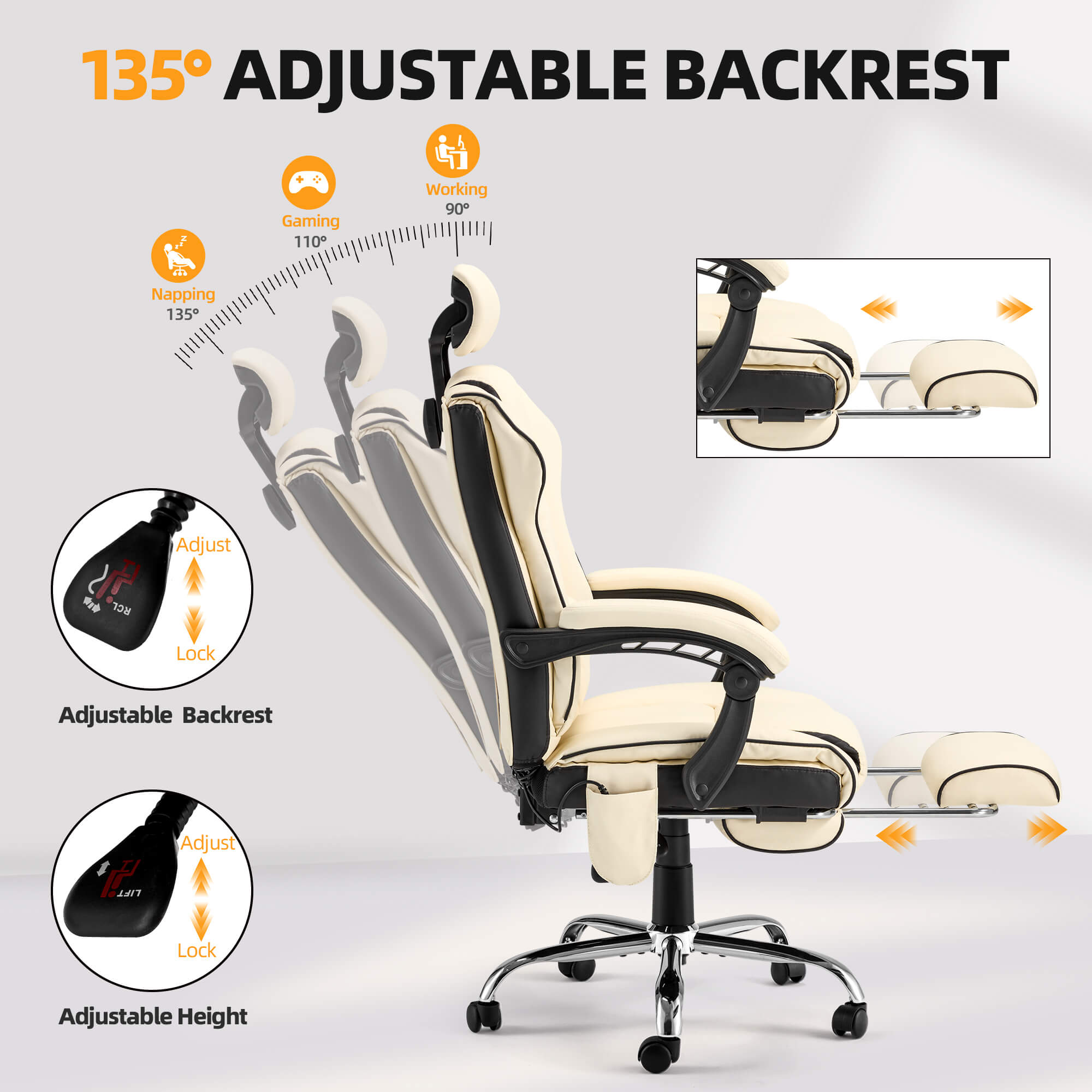 Heavy Duty Office Chairs | Reclining Office Chair for 400 lbs - HOMREST