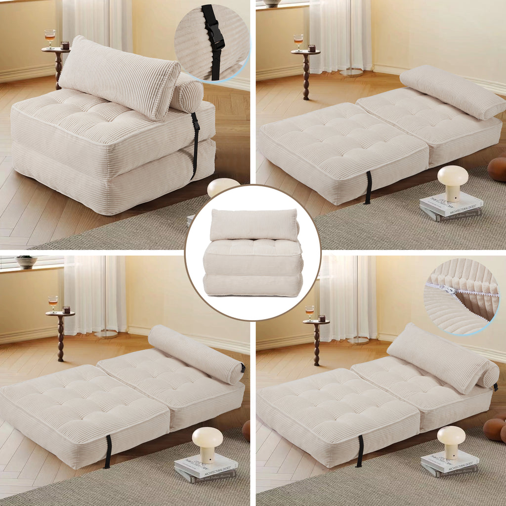 Foldable Chair Bed | Convertible Sofa Bed with 2 Pillows - HOMREST