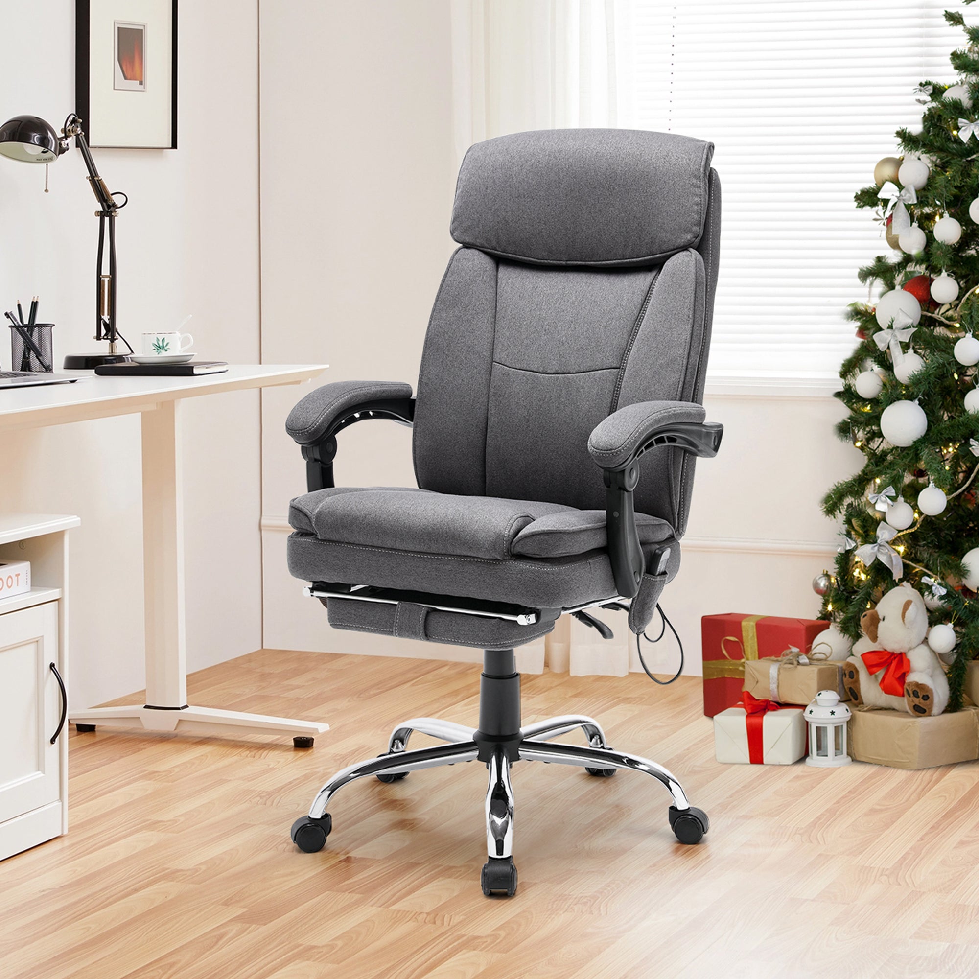 Ergonomic Breathable Fabric Reclining Massage Office Chair