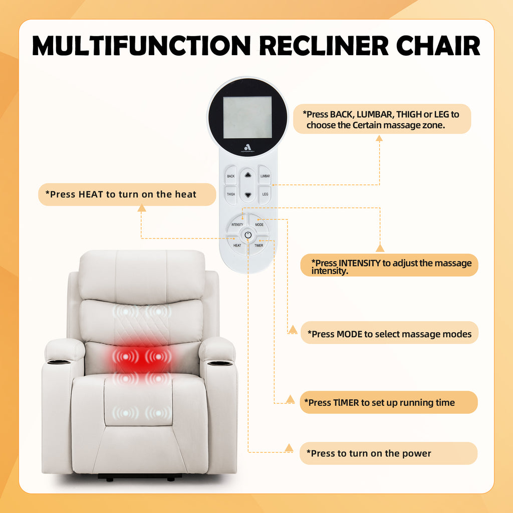 Homrest Power Lift Recliner Chair with Heated Massage, Brown