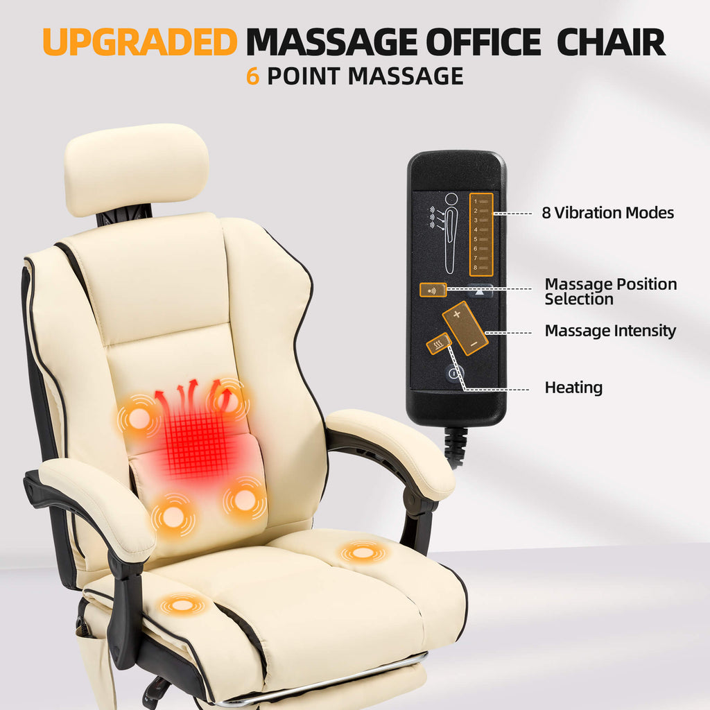 Homrest 6-Point Massage Office Chair with Footrest, Ergonomic Gaming C