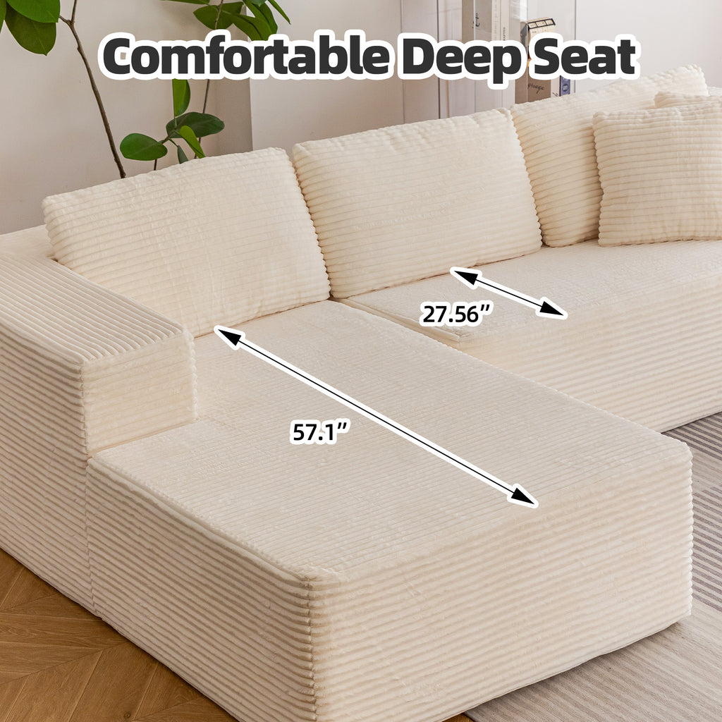 HOMREST 106 inch Cloud Sectional Couch with Chaise Lounge for Living R