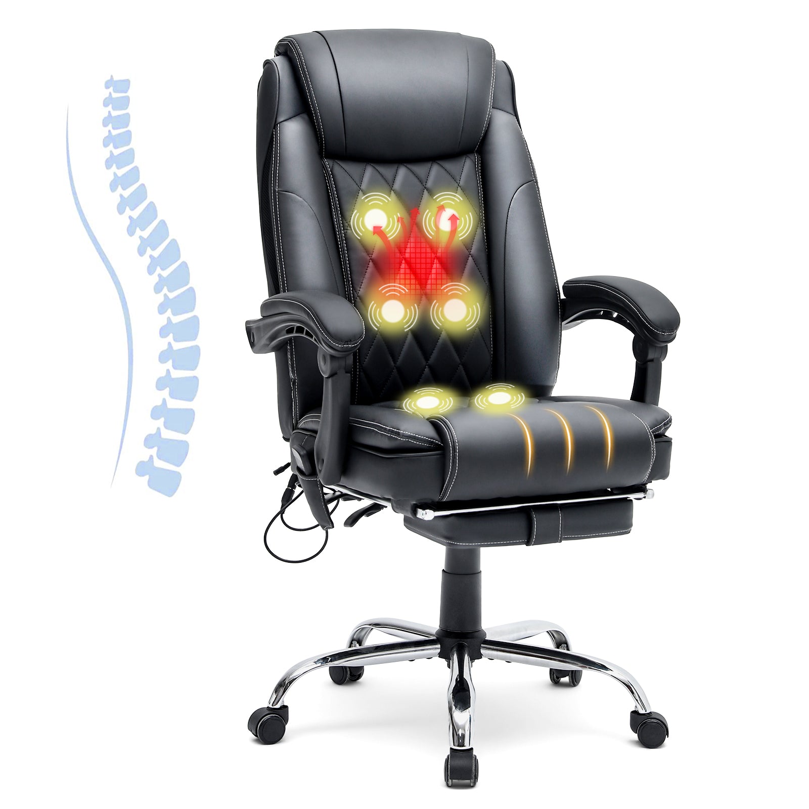 Ergonomic Executive Office Chair with Massage and Heat