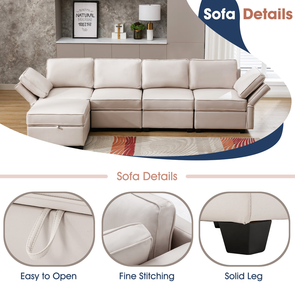 Homrest Sectional Sofa Reversible Sofa Couch with Storage