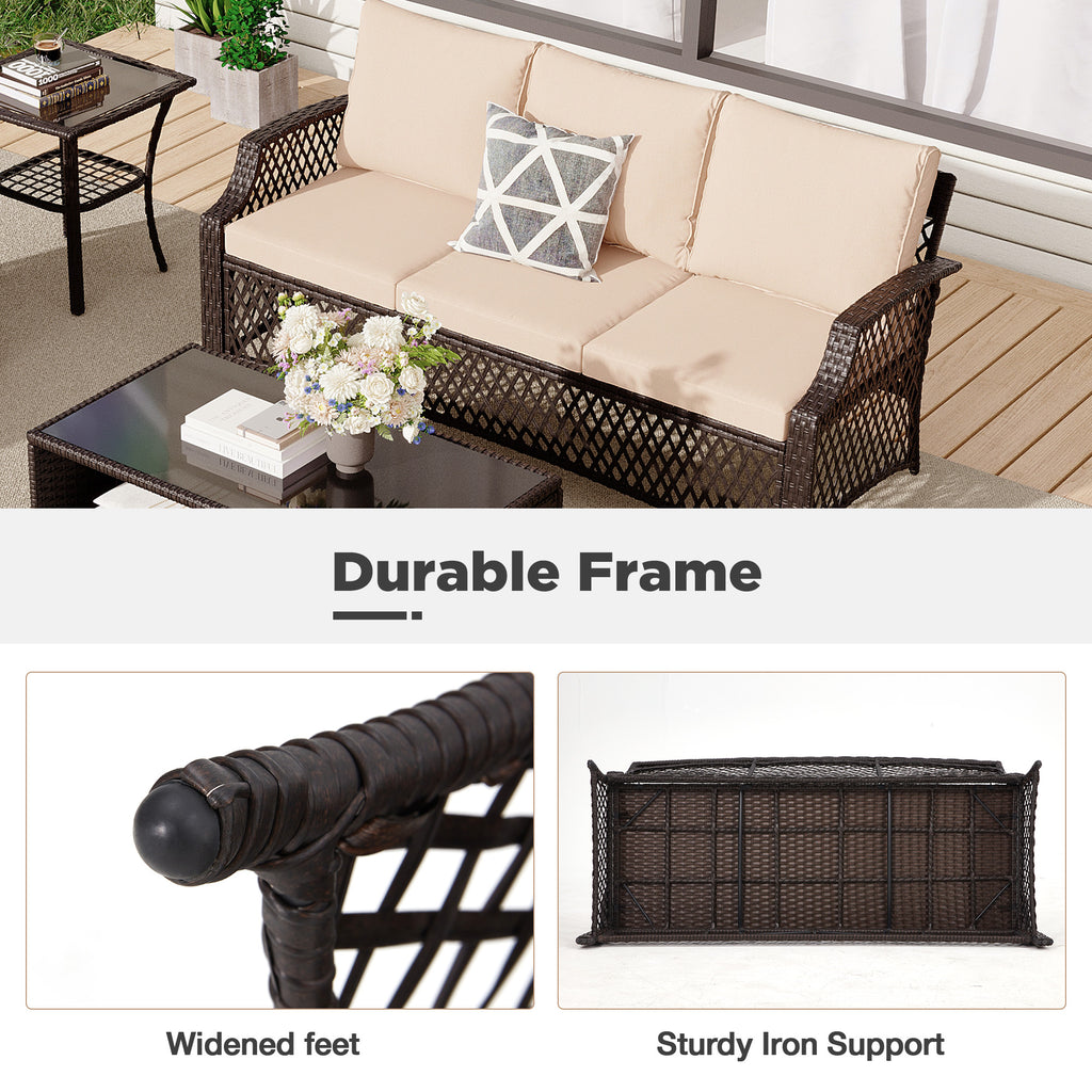 HOMREST 7 Piece Patio Furniture Set, Rattan Outdoor Sectional for Deck