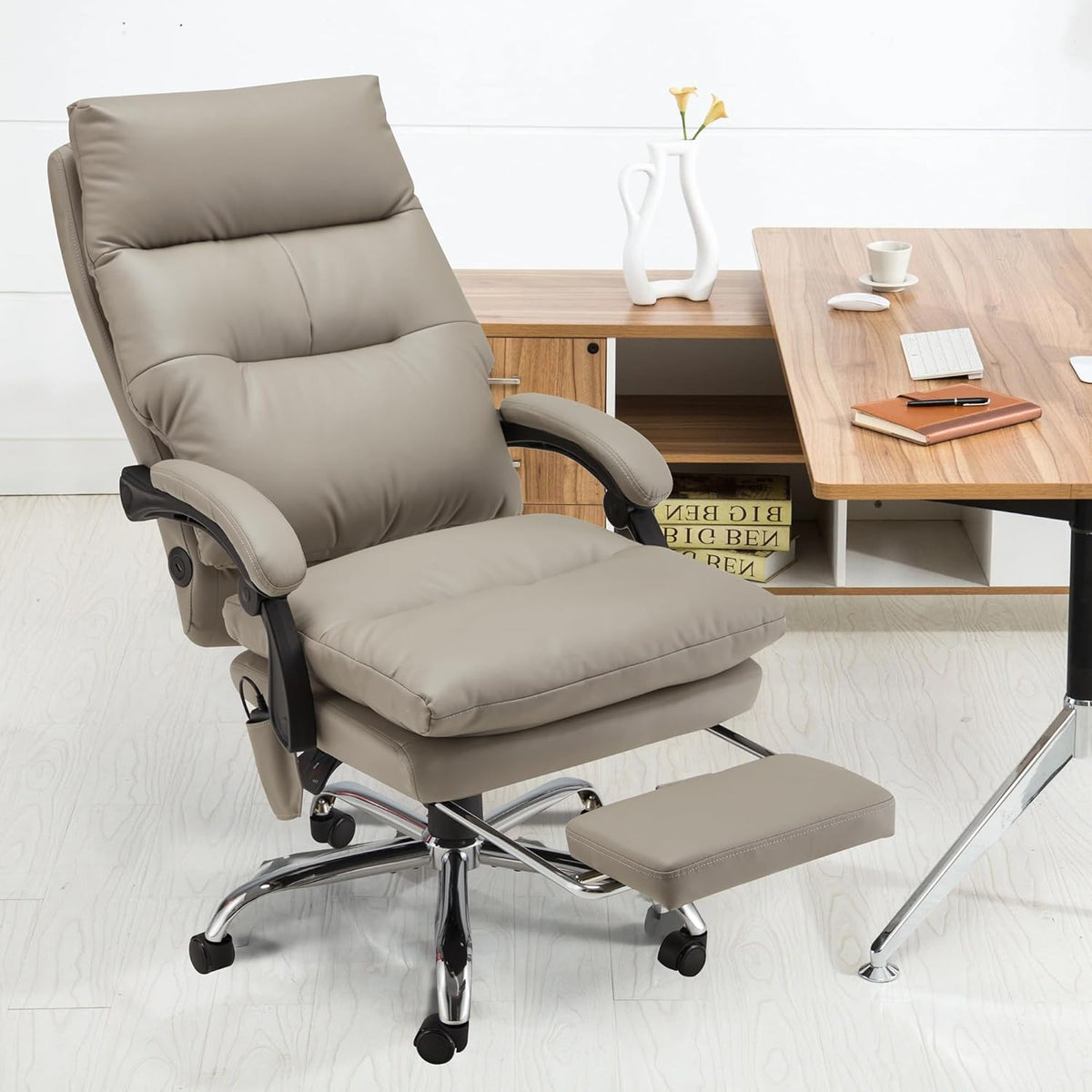 Homrest Reclining Executive Office Chair with Heat, Massage and Footre