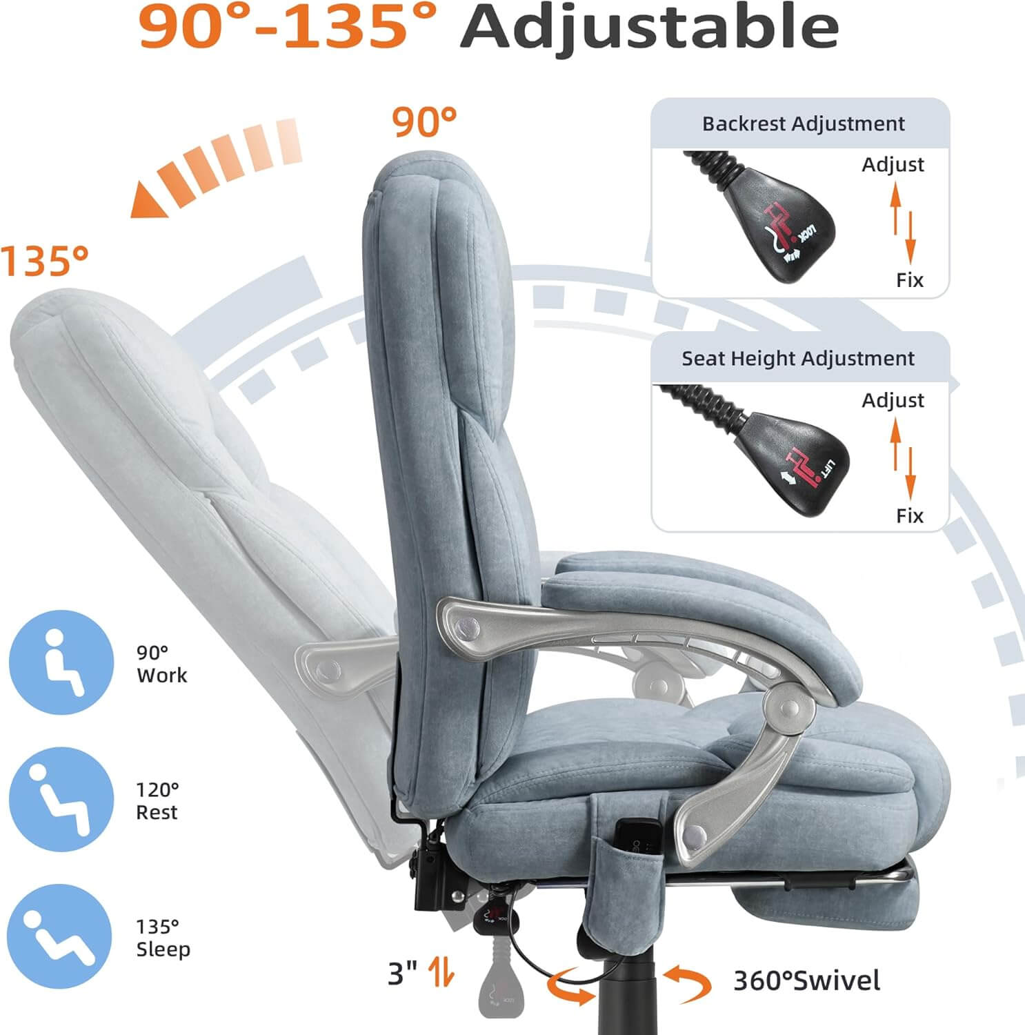 Reclining Desk Chair | Massage & Heat - Homrest