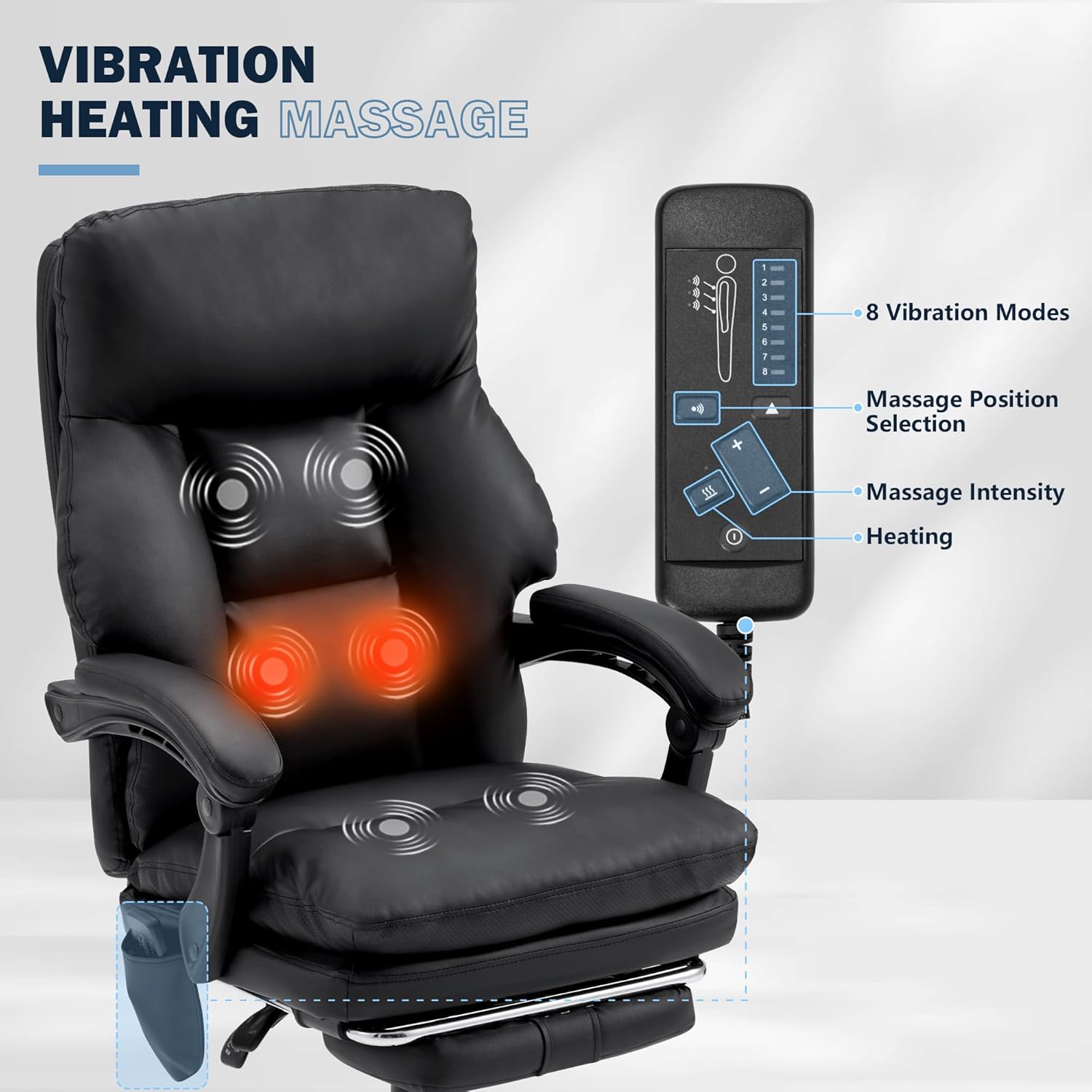 Heated Office Chair with Footrests for Total Relaxation | 6-Point ...