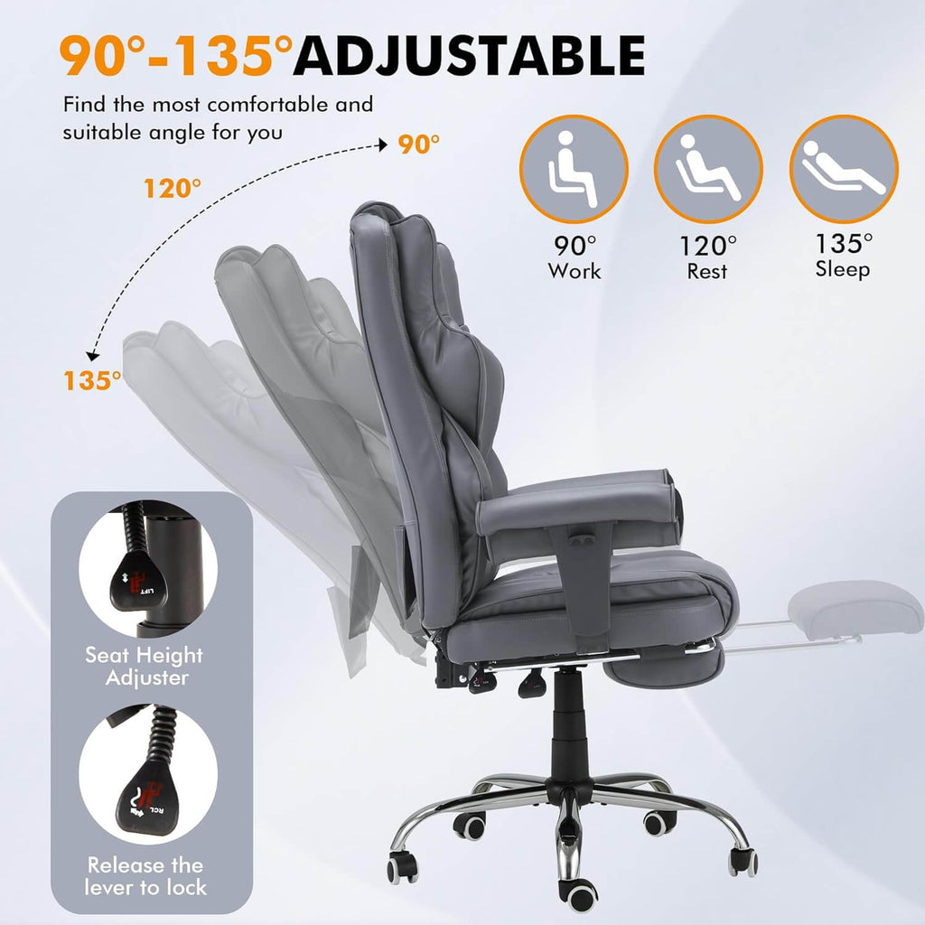 Office Chair with Footrest | Heat & Massage Comfort - Homrest