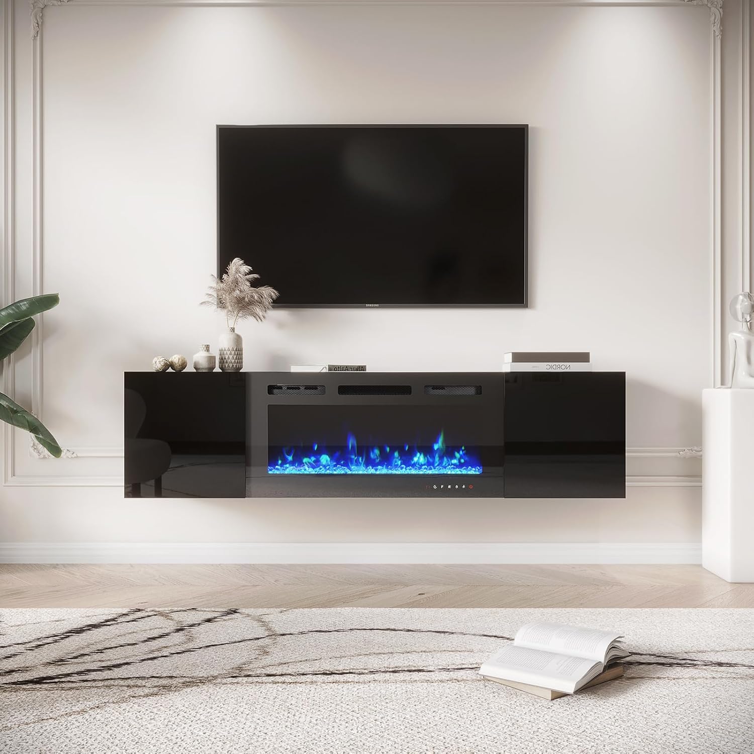 Floating TV Stand with Fireplace ¨C homrest