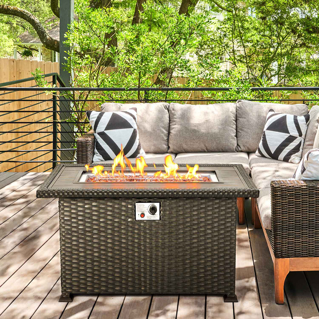 Homrest 44" Patio Propane Fire Pit Table, 50000 BTU Auto-Ignition, Bla