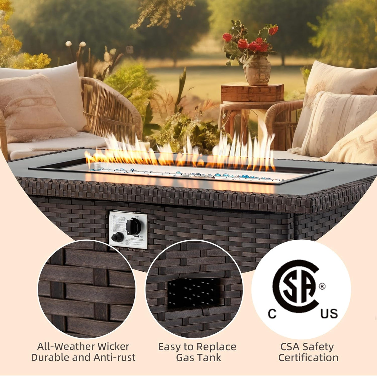 Modern Table Top Propane Fire Pit for Outdoor Gatherings – Homrest
