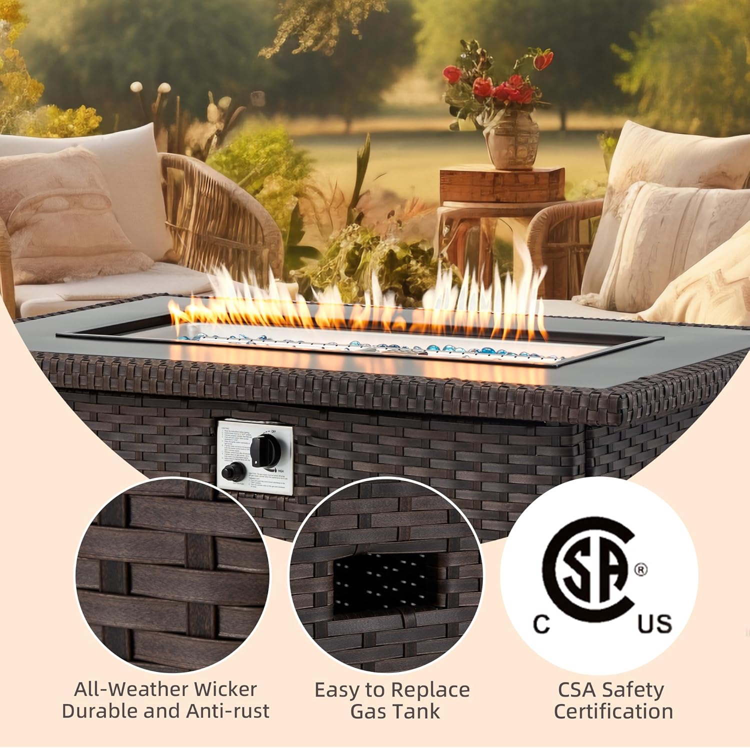 Modern Table Top Propane Fire Pit for Outdoor Gatherings – Homrest