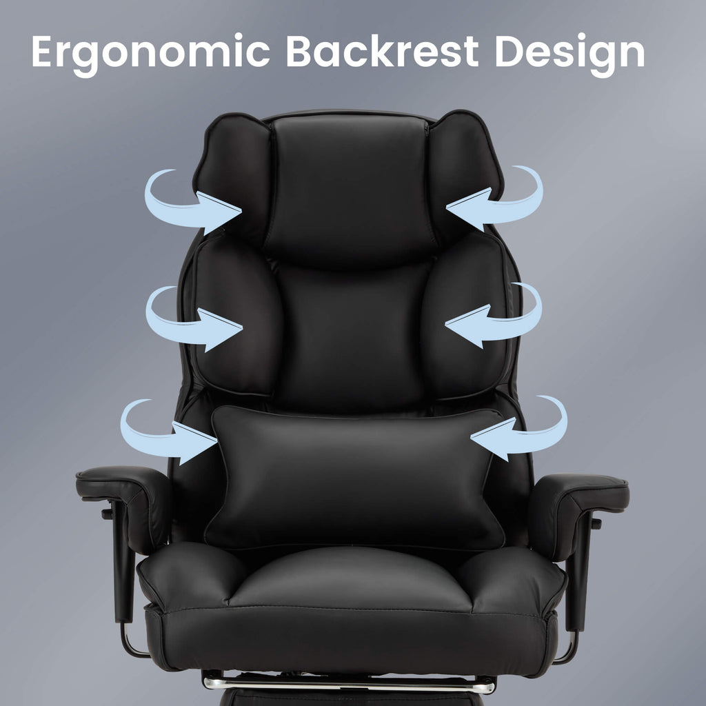 Executive Ergonomically Designed Office Chair with Footrest, Lumbar Su