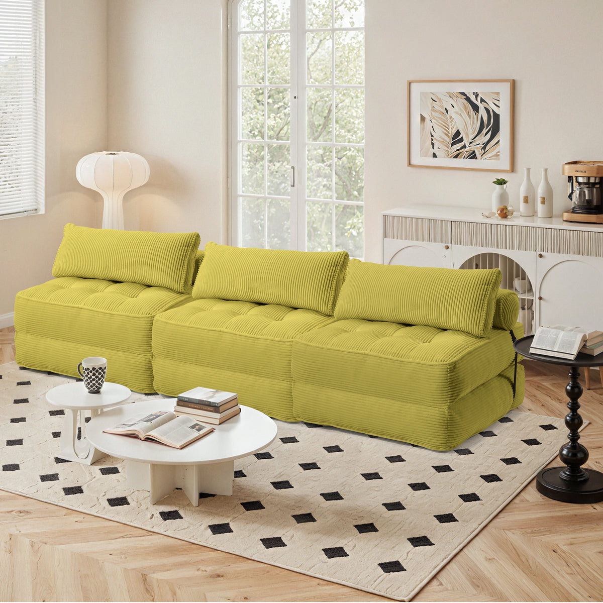 HOMREST 3-Piece Modular Sectional Sofa, Convertible Lounge Set – Folda