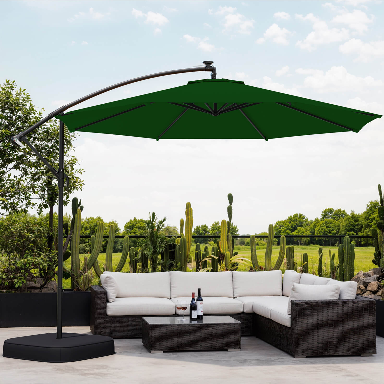 Homrest 10ft Patio Umbrella with Base, Outdoor Offset Cantilever Umbre