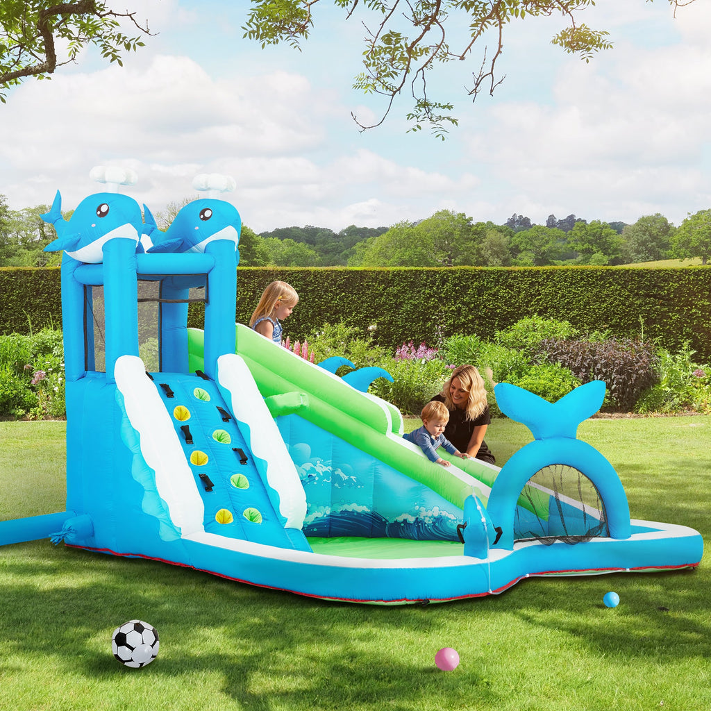 Homrest Inflatable Bounce House, Bounce House with Water Slide for Kid