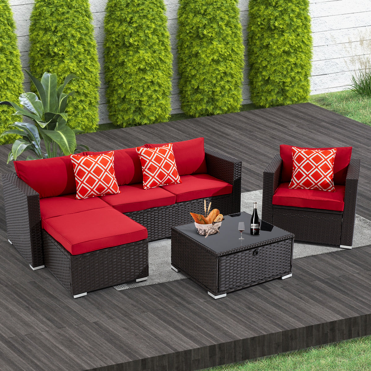 Homrest 4-Piece Rattan Outdoor Sectional Sofa