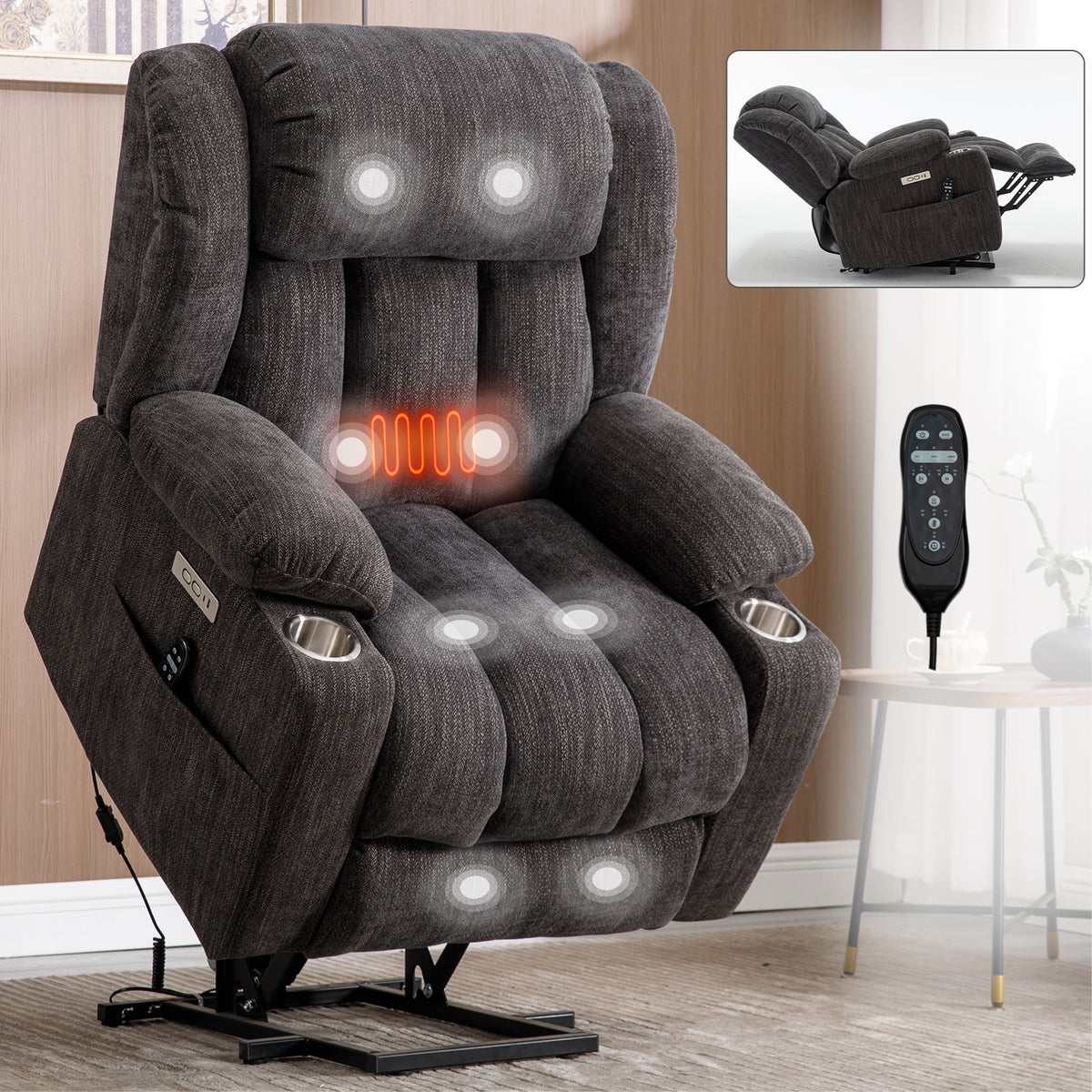 Homrest Premium Electric Recliner Chair with 8-Point Massage & Heating