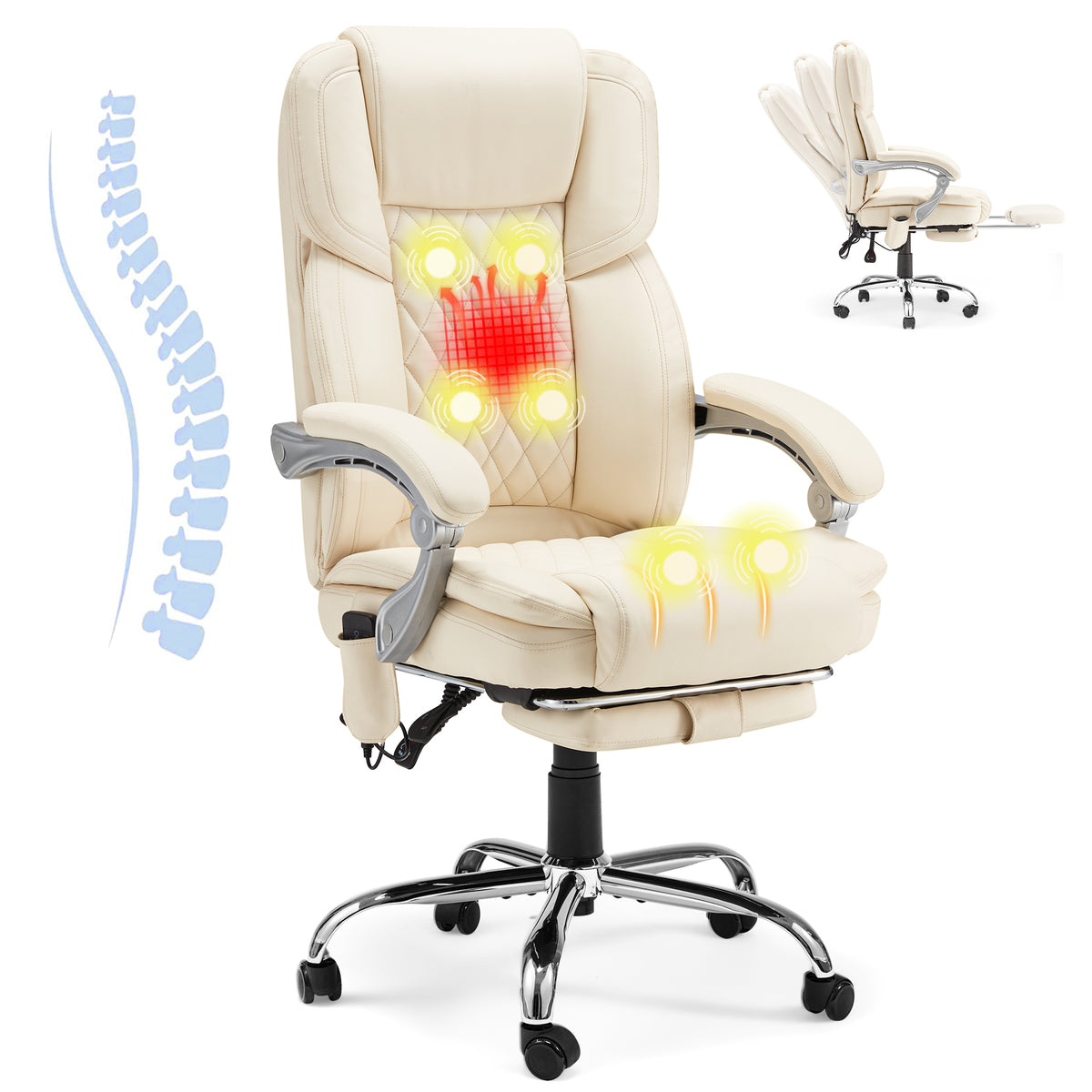 White Ergonomic Office Chair | Choose Good Chairs for Long Hours - HOMREST