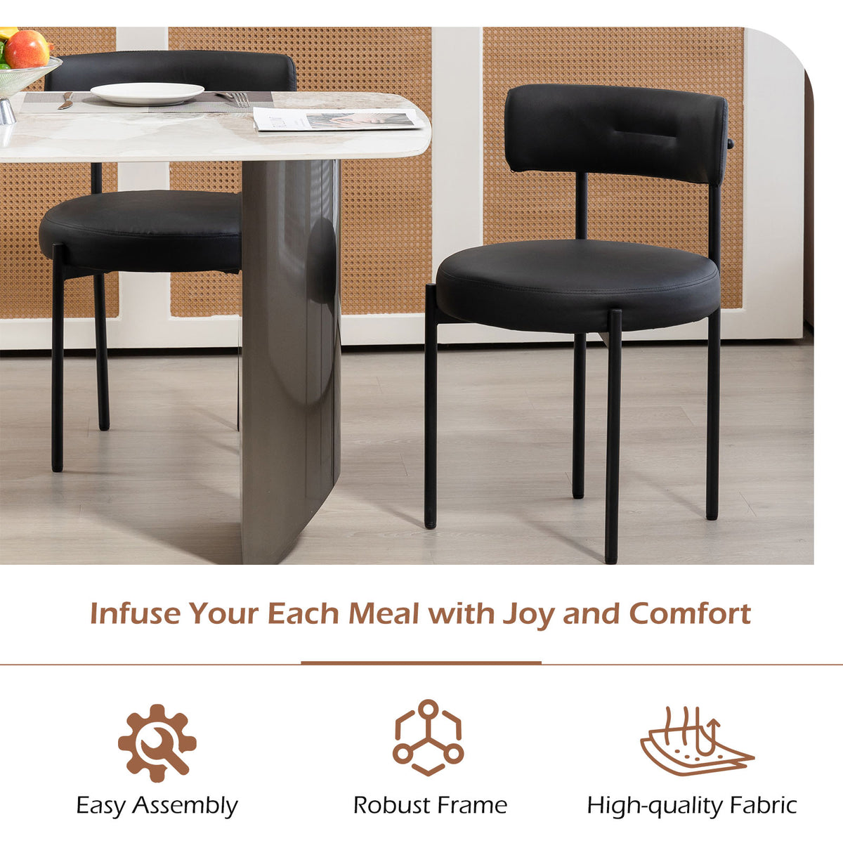 Homrest Faux Leather Dining Chairs (Set of 2) – Black