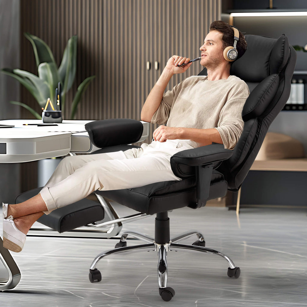 Executive Ergonomically Designed Office Chair with Footrest, Lumbar Su