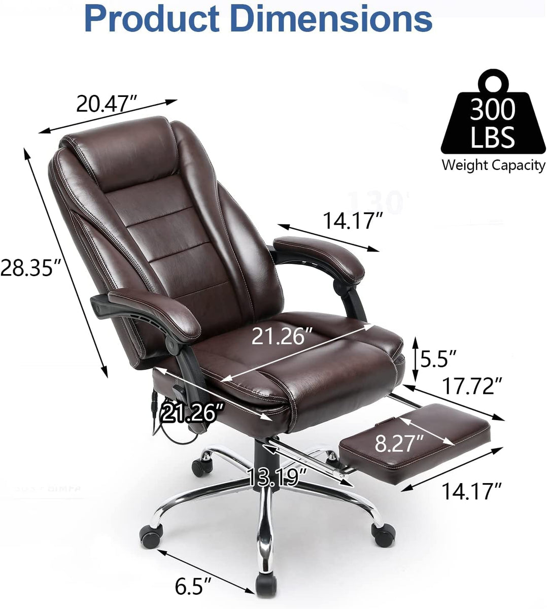 Ergonomic Massage and Heated Executive Office Chair Brown