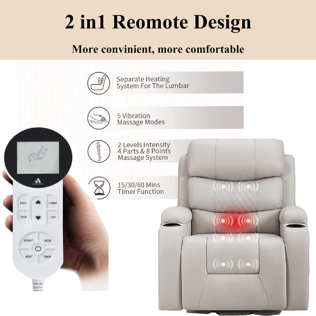 Homrest Power Lift Recliner Chair with Heated Massage, Brown