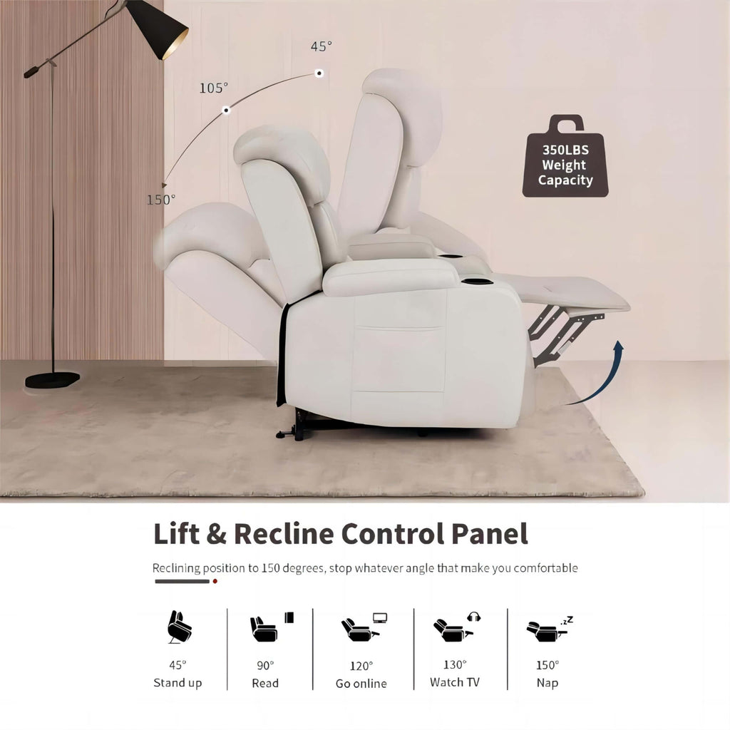 Homrest Power Lift Recliner Chair with Heated Massage, Brown