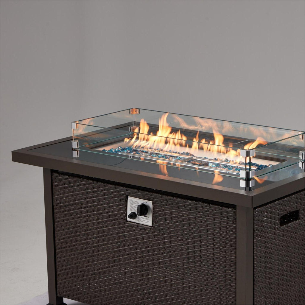 Elegant Outdoor Coffee Table with Fire Pit | 50,000 BTU Warmth – Homrest