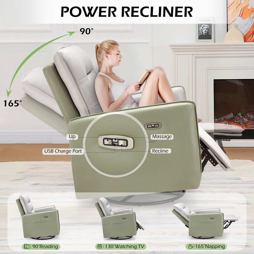 Homrest Power Recliner Chair Swivel Glider with Rock & Massage, Type-C
