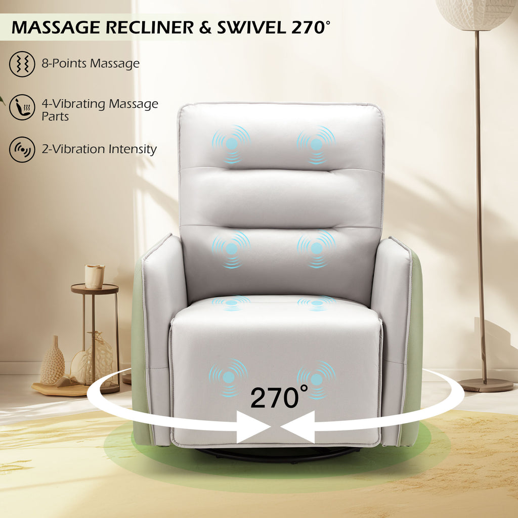 Homrest Power Recliner Chair Swivel Glider with Rock & Massage, Type-C