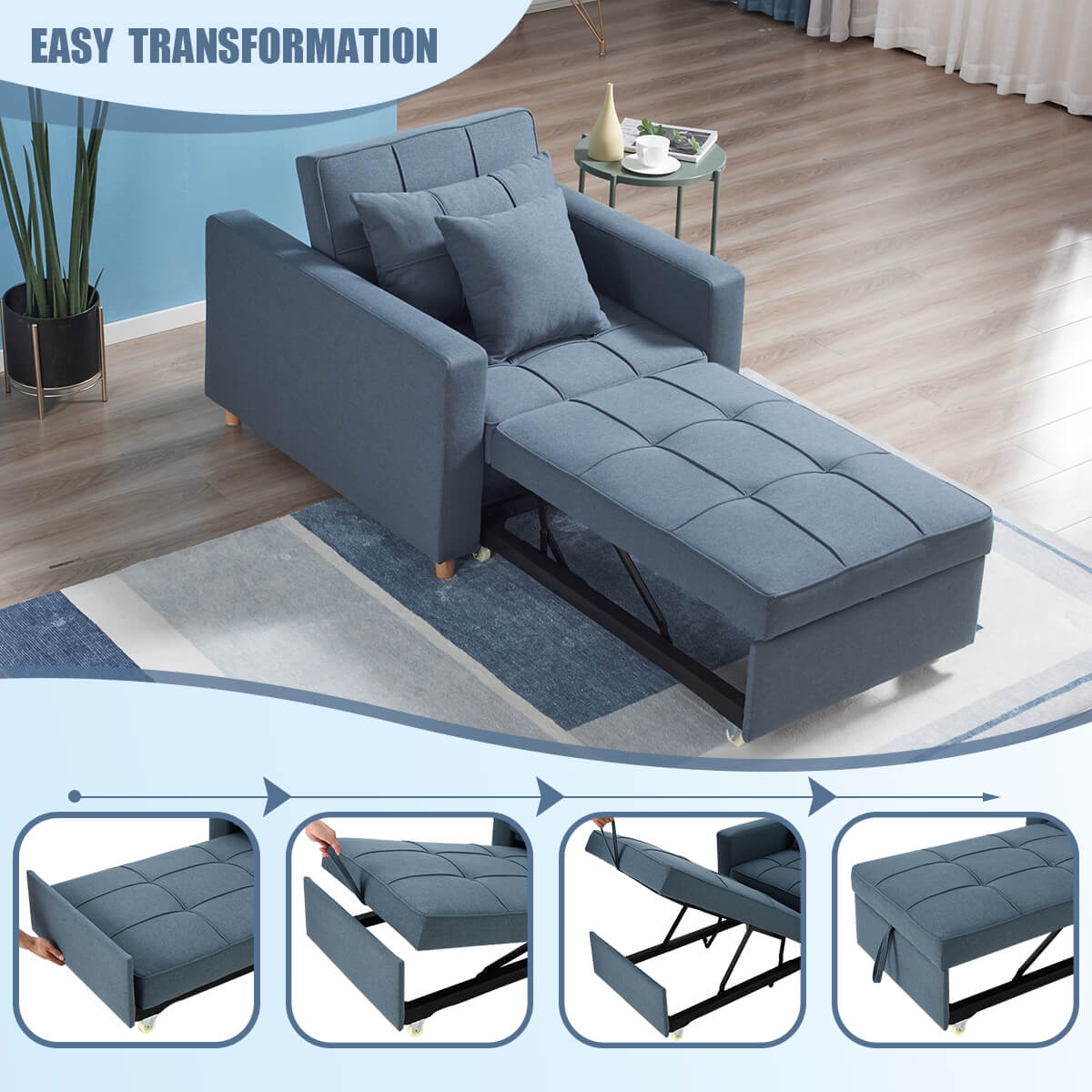 Homrest Sofa Bed 3-in-1 Multi-Functional Convertible Chair