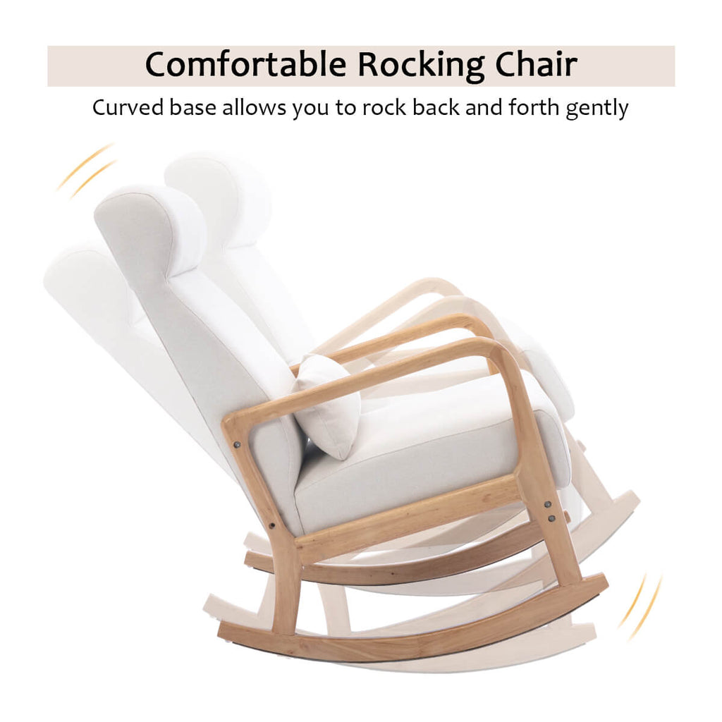 Rocking Chair with Cushion & Pillow for Living Room