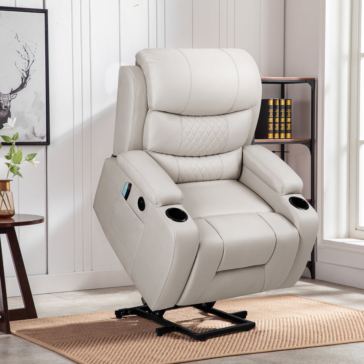 Homrest Power Lift Recliner Chair with Heated Massage, Brown