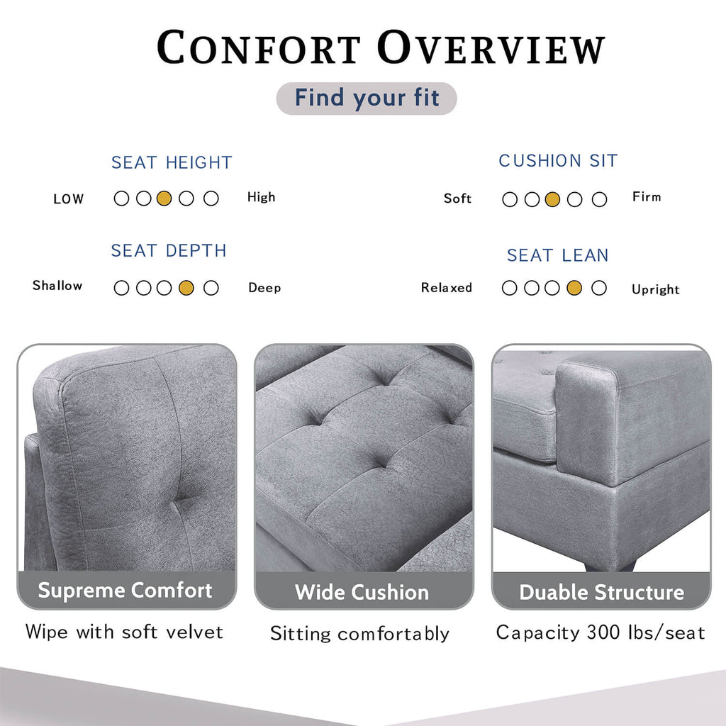 Homrest Sectional Sofa with Chaise Lounge for Living Room