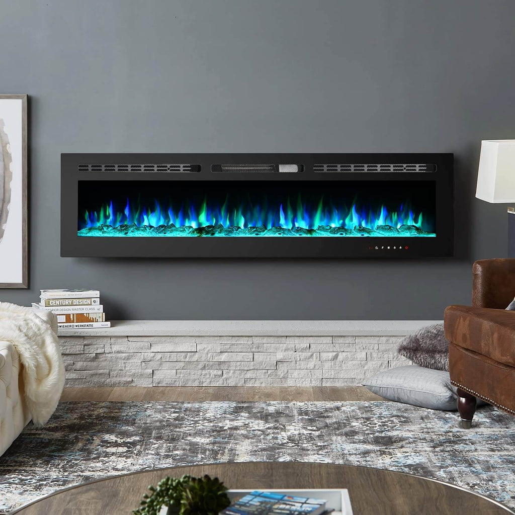 70 inch Electric Fireplace, Wall Mounted Fireplace Insert